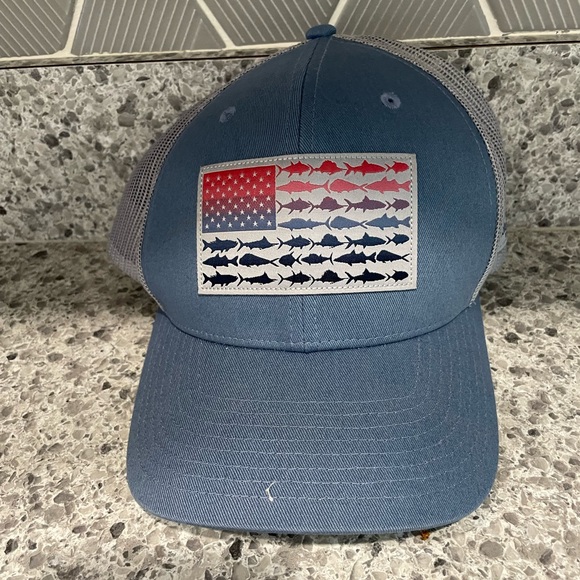 Columbia | Accessories | Columbia Pfg Blue Mesh Snapback Mens Trucker ...